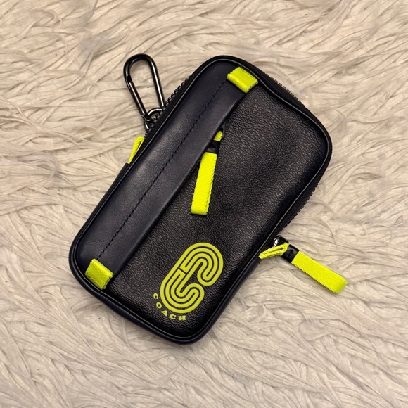 Coach | Bags | Coach Black And Neon Yellow Pouch | Poshmark